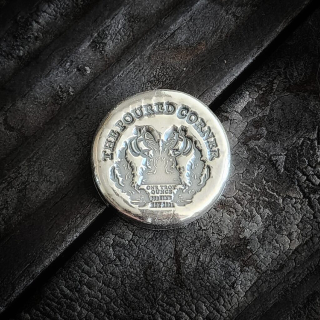 The Poured Corner 1 troy ounce button – Reckless Metals